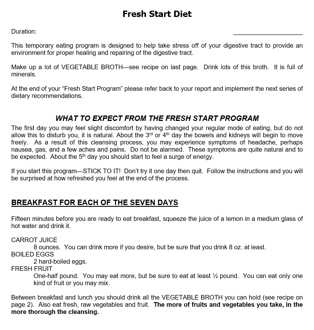 Fresh Start Program | Science Based Nutrition