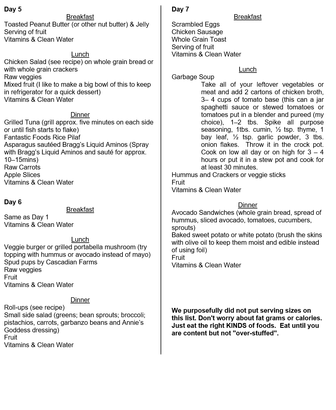 General Menu Plan | Science Based Nutrition