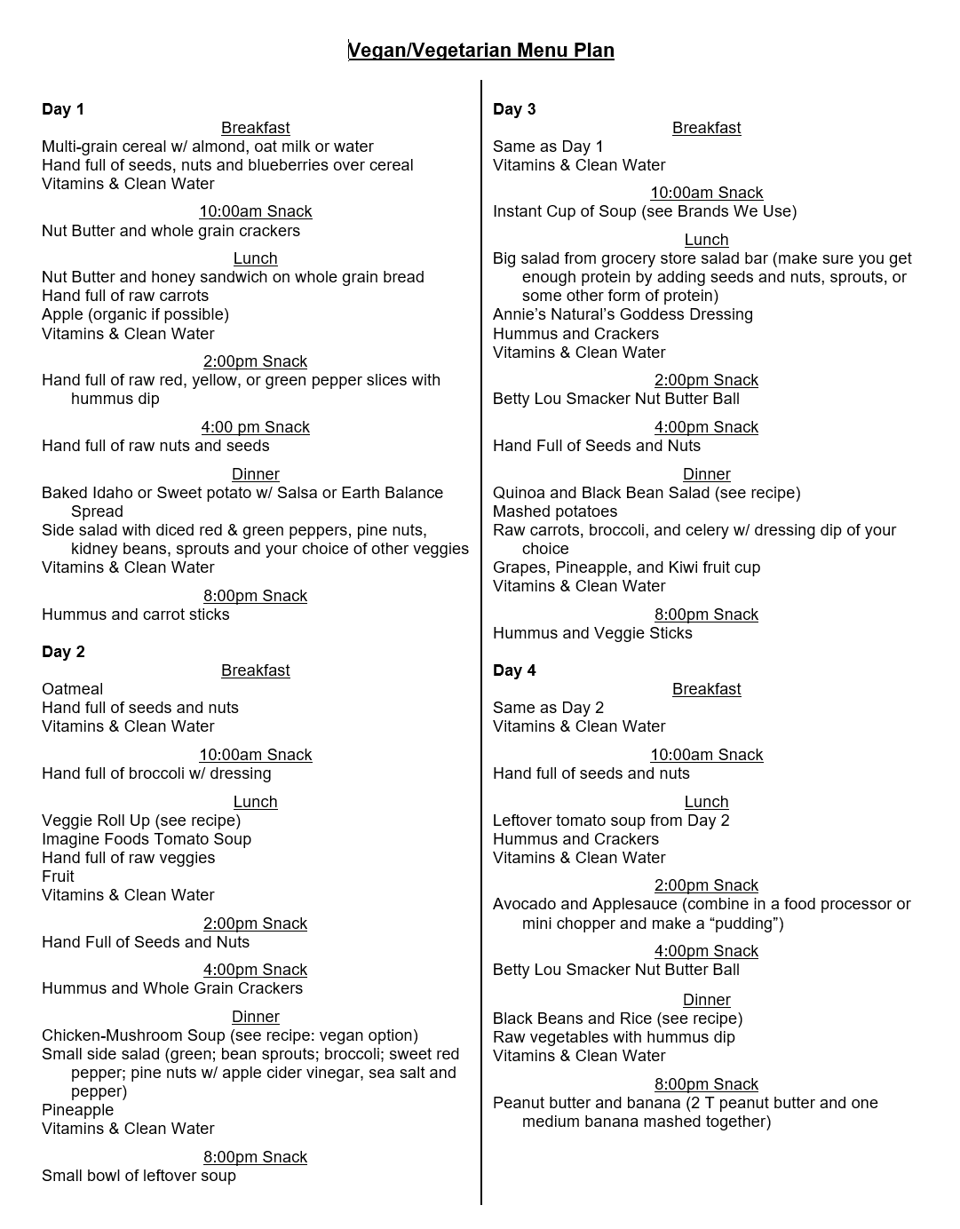 Vegan-Vegetarian Menu Plan | Science Based Nutrition